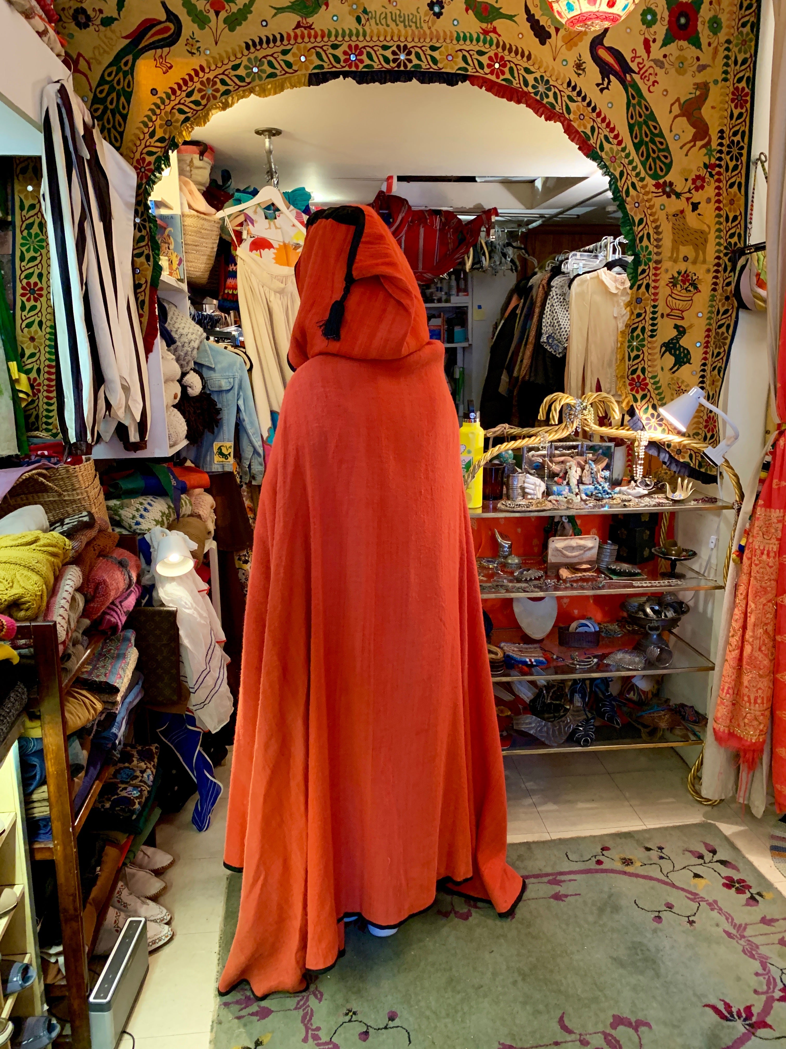 1970's-80's Moroccan Wool Woven Hooded Cape with Black Cord Trim ...